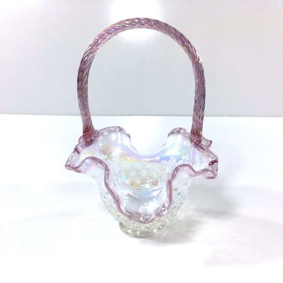Fenton | Accents | Fenton Art Glass Pink Opalescent Ruffle Basket 9 ...